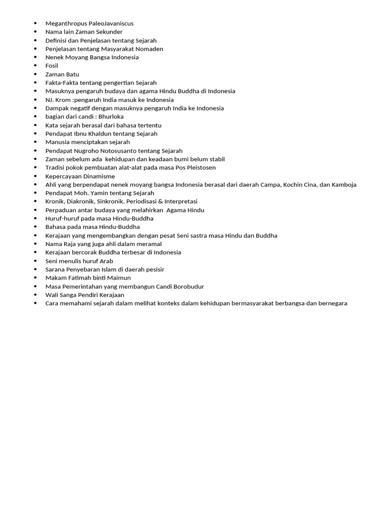 Kisi-Kisi Sejarah Kelas X Fase E | PDF