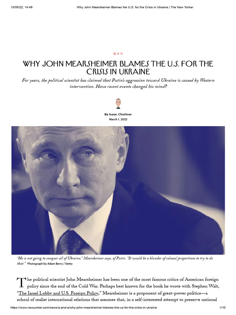 Why John Mearsheimer Blames The U.S. For The Crisis in Ukraine - The ...