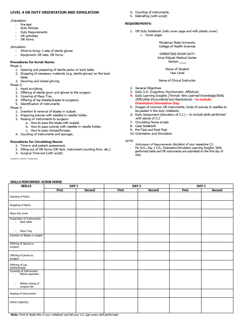 Level 4 or Duty Orientation & Simulation | PDF