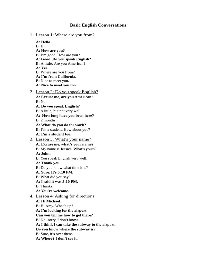 Basic English Conversations | PDF