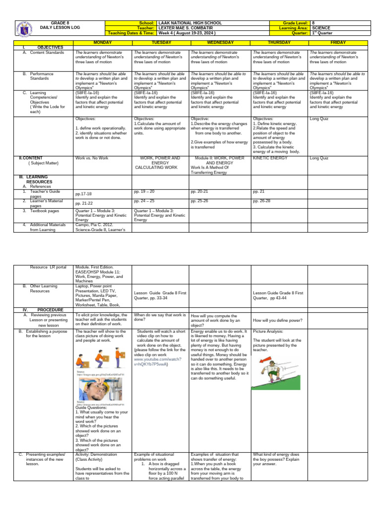 Grade 8 Science Week 4 | PDF