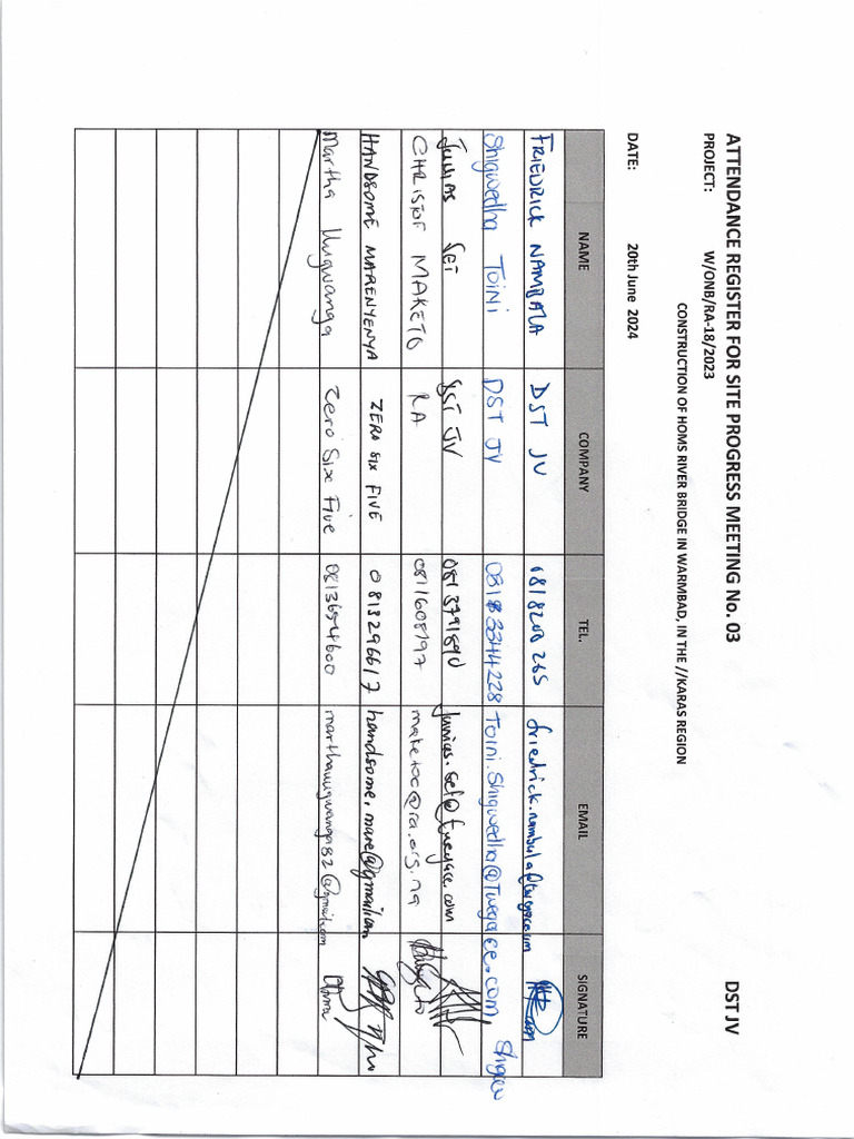 Site Meeting Attendance Register | PDF