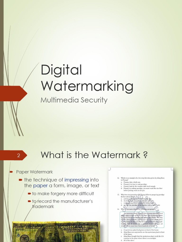 Lecture8 - Digital Watermarking | PDF | Data Compression | Computing