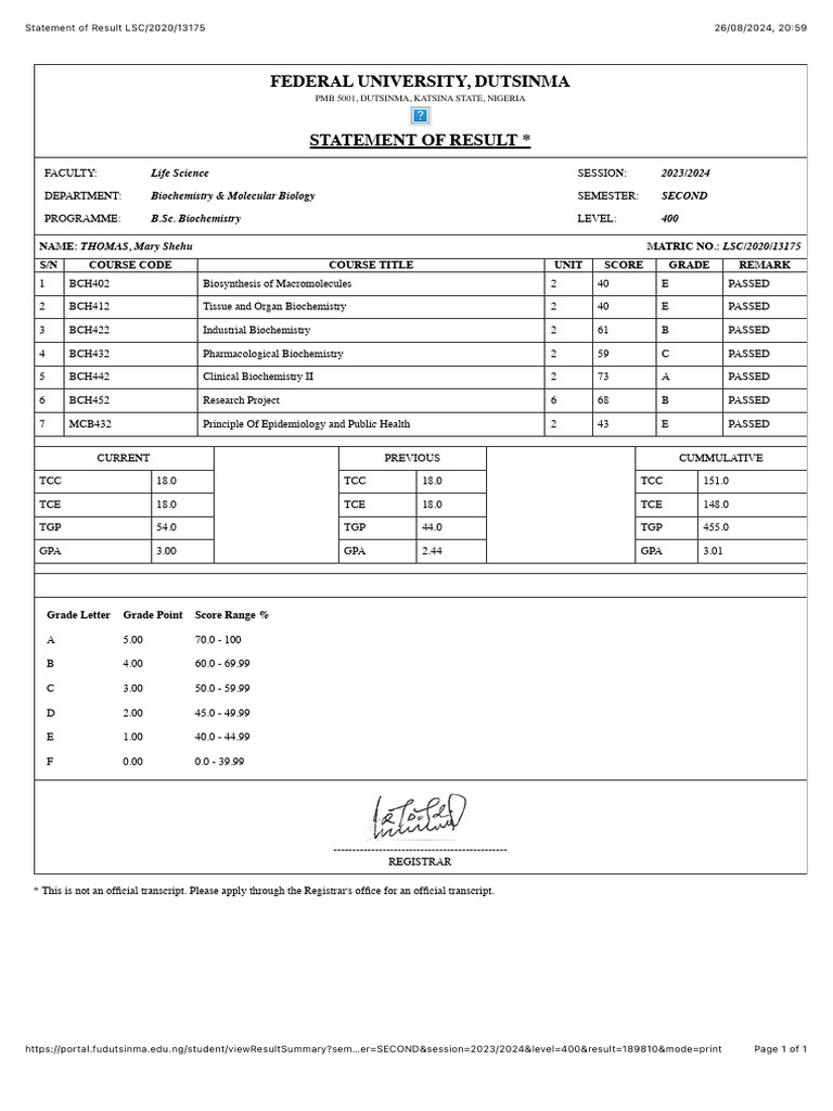 Statement of Result LSC202013175 | PDF | Molecular Biology | Chemistry