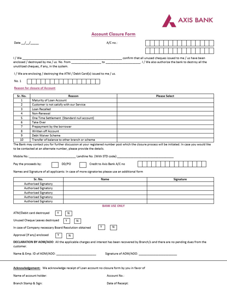 Account Closure Form..Rural Lending | PDF | Banks | Cheque