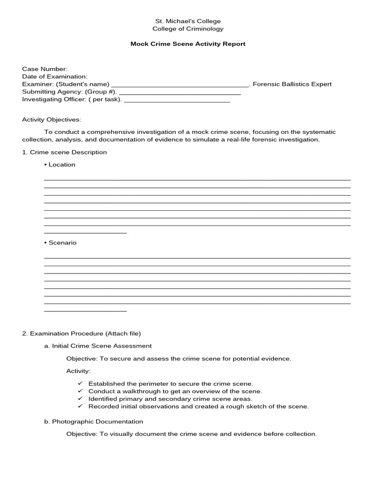 Mock Crime Scene Activity Report | PDF