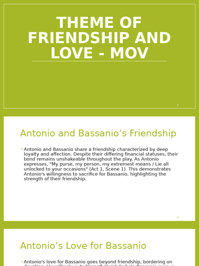 Theme of Friendship and Love - MOV | PDF