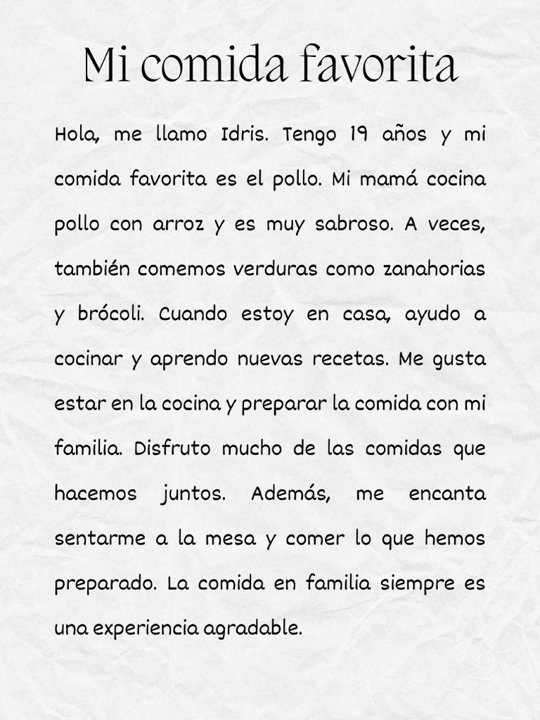 A1 Mi Comida Favorita | PDF