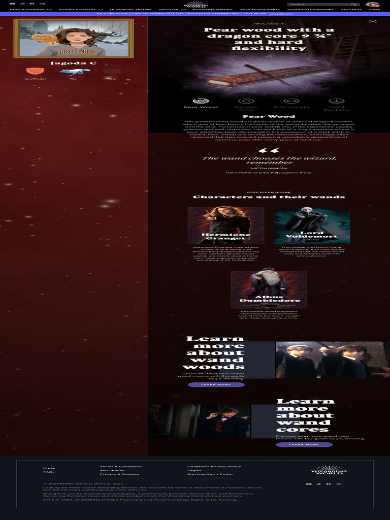 Wizarding World - Profile - Wand | PDF