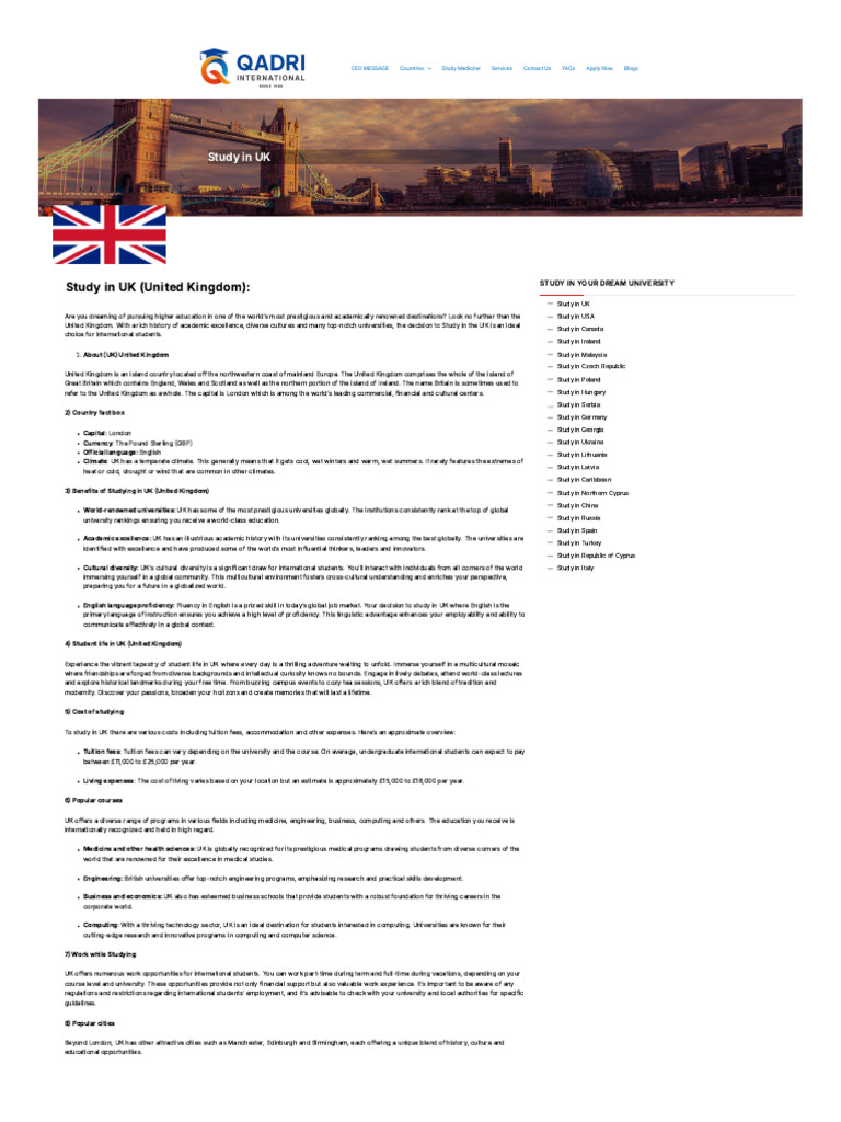 Study in UK: Dive Into A Tapestry of Knowledge and Culture | PDF | Cost ...