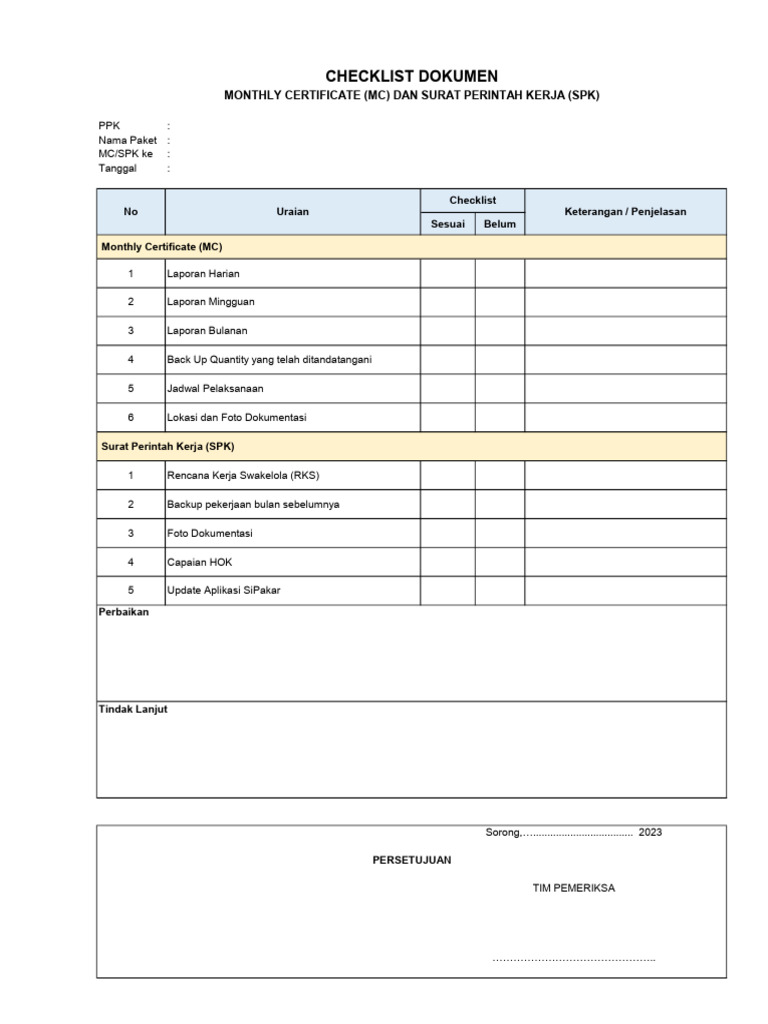Checlist Dokumen | PDF