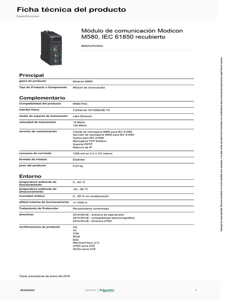 Schneider Electric - Modicon-M580-ePac - BMENOP0300C | PDF