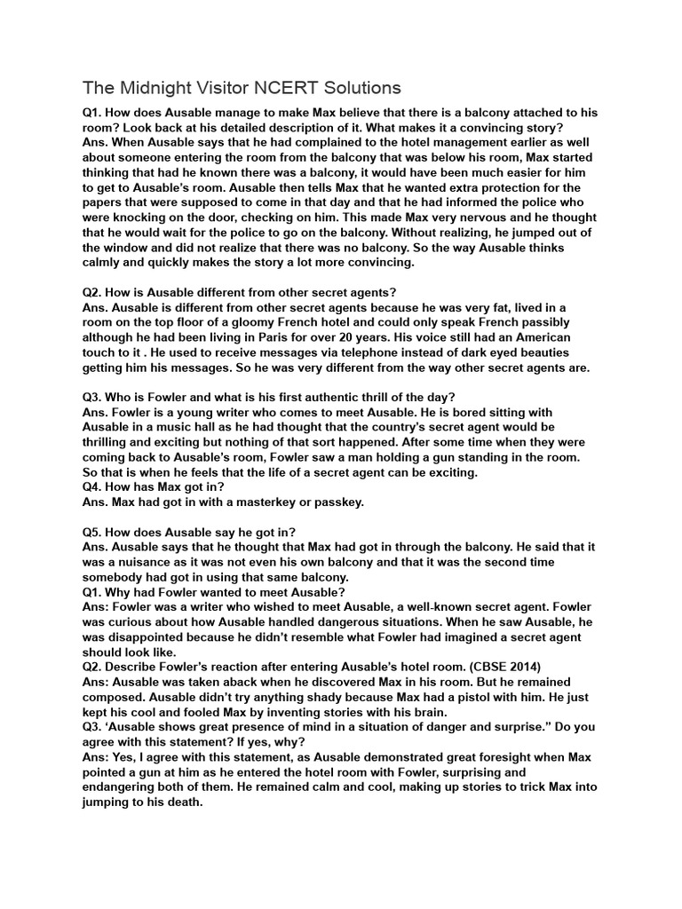 The Midnight Visitor Important | PDF