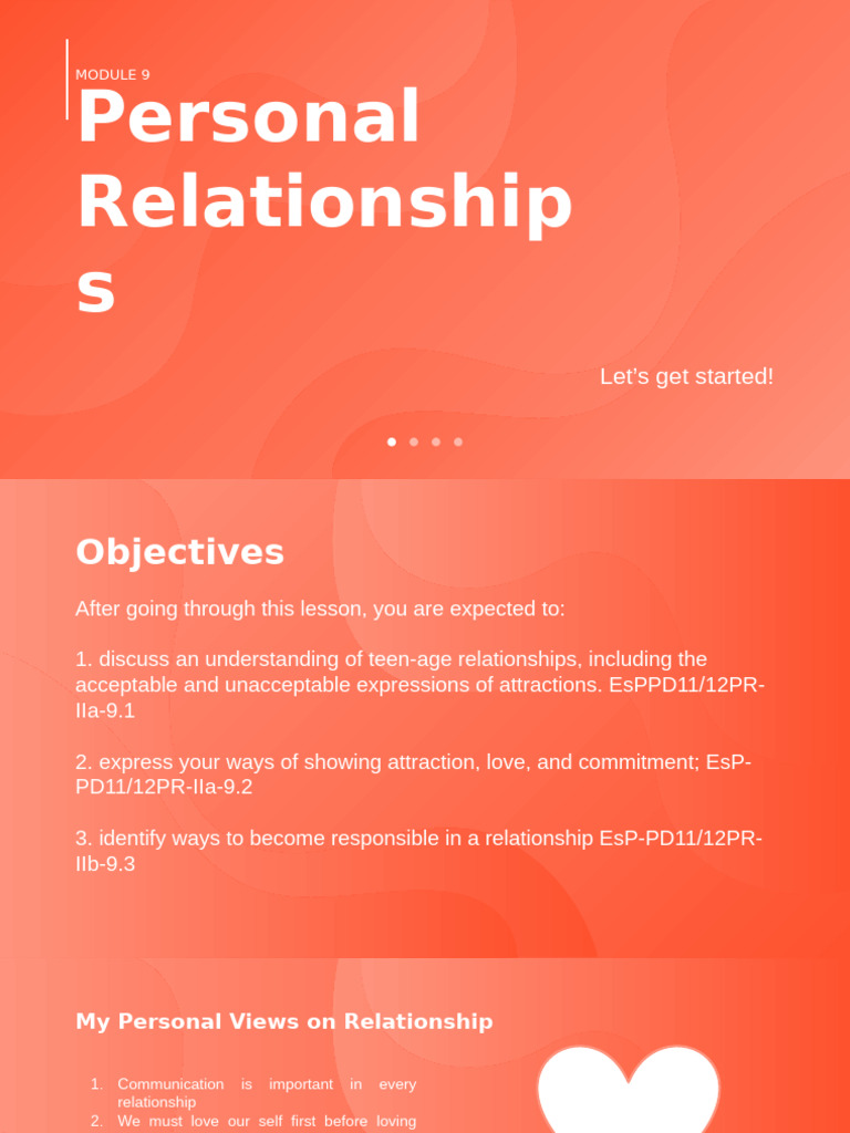 Q2 Lesson 1 Personal Relationships | PDF