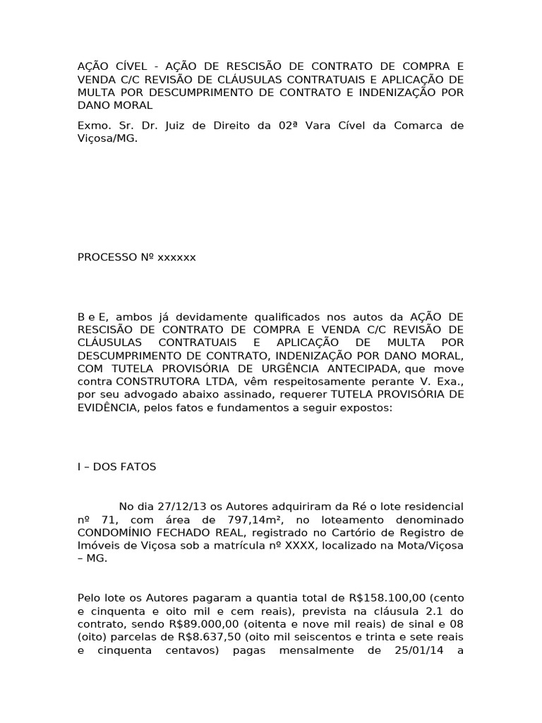 AÇÃO Dano Moral e Material | PDF AÇÃO Dano Moral e Material | PDF