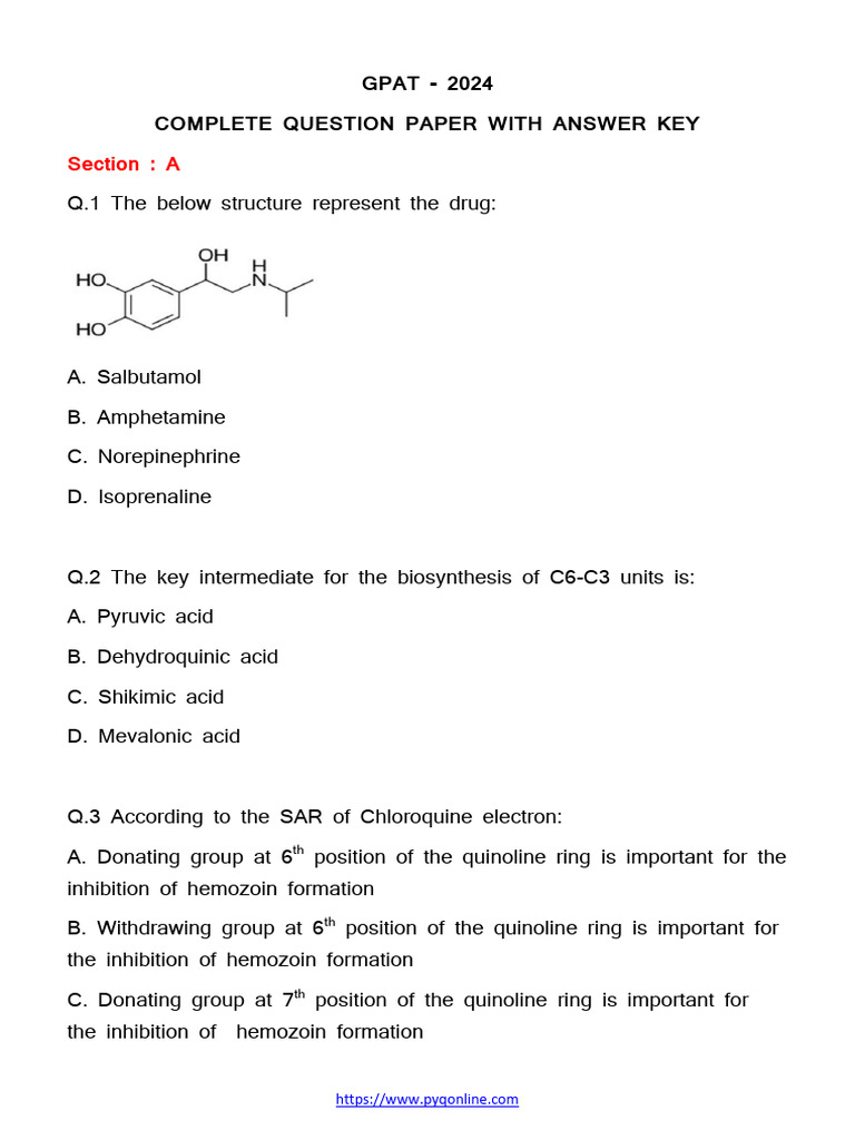 Gpat Question Paper 2024 | PDF