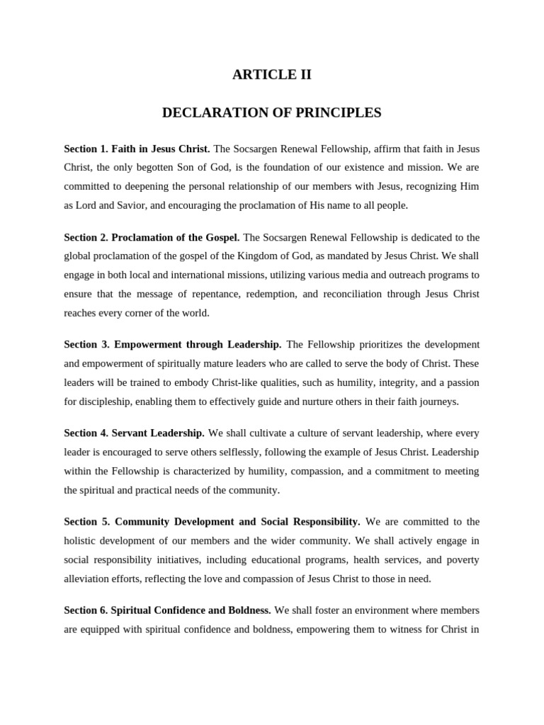 Article Ii Declaration of Principles | PDF