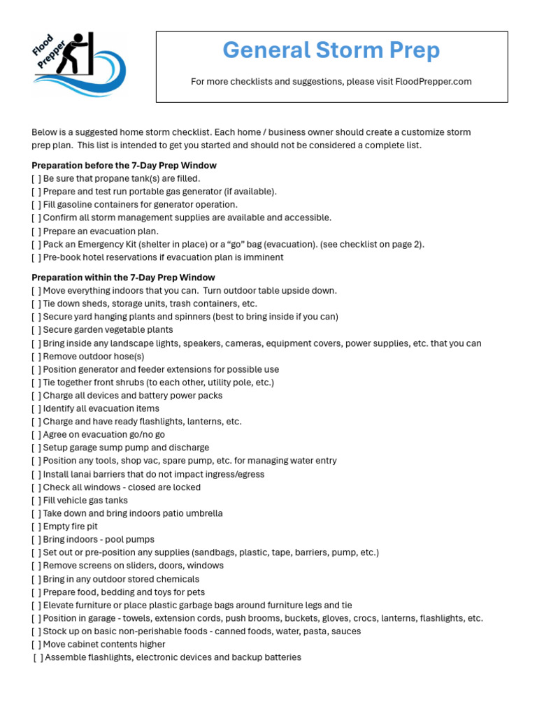Pre Storm Prep | PDF