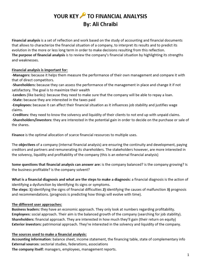 Your Key To Financial Analysis | PDF
