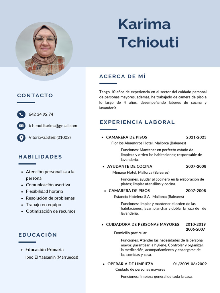 Currículum Vitae CV de Mujer Minimalista Azul | PDF