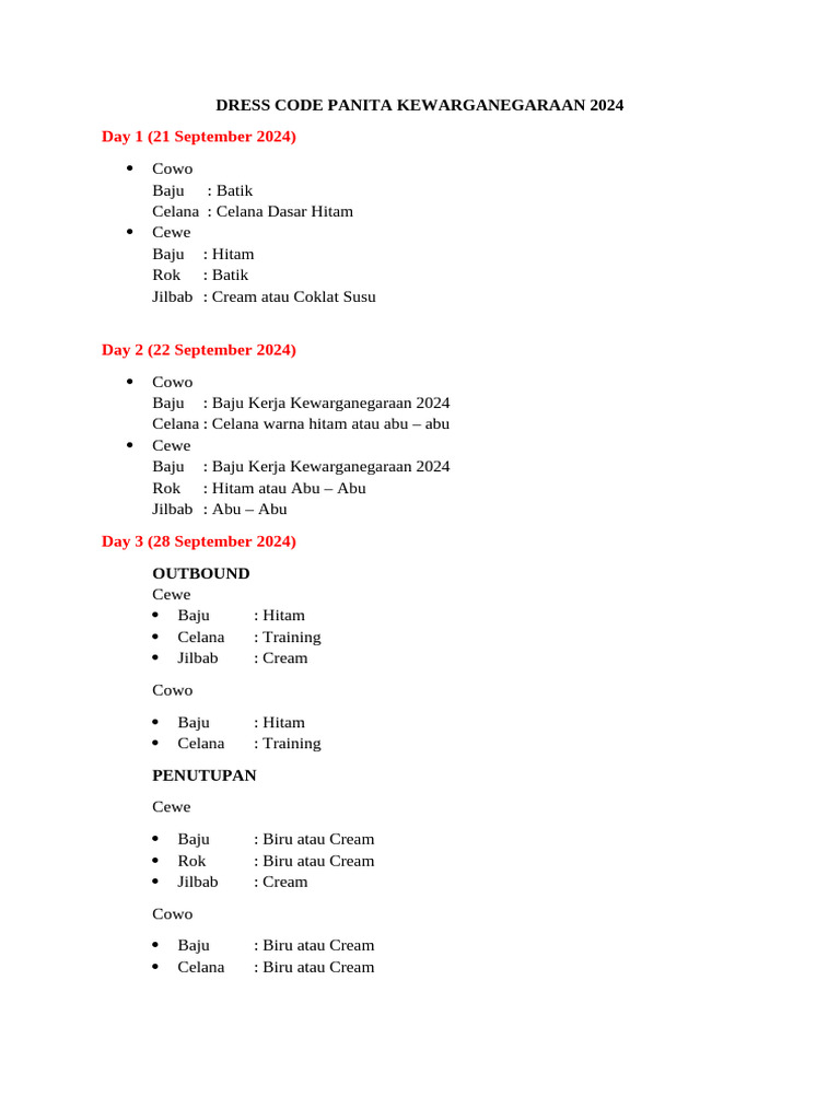 Dresscode Panitia | PDF