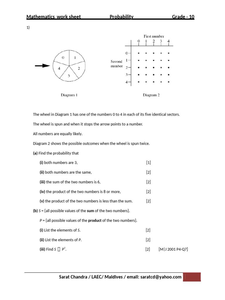 Probability Work Sheet-2 | PDF
