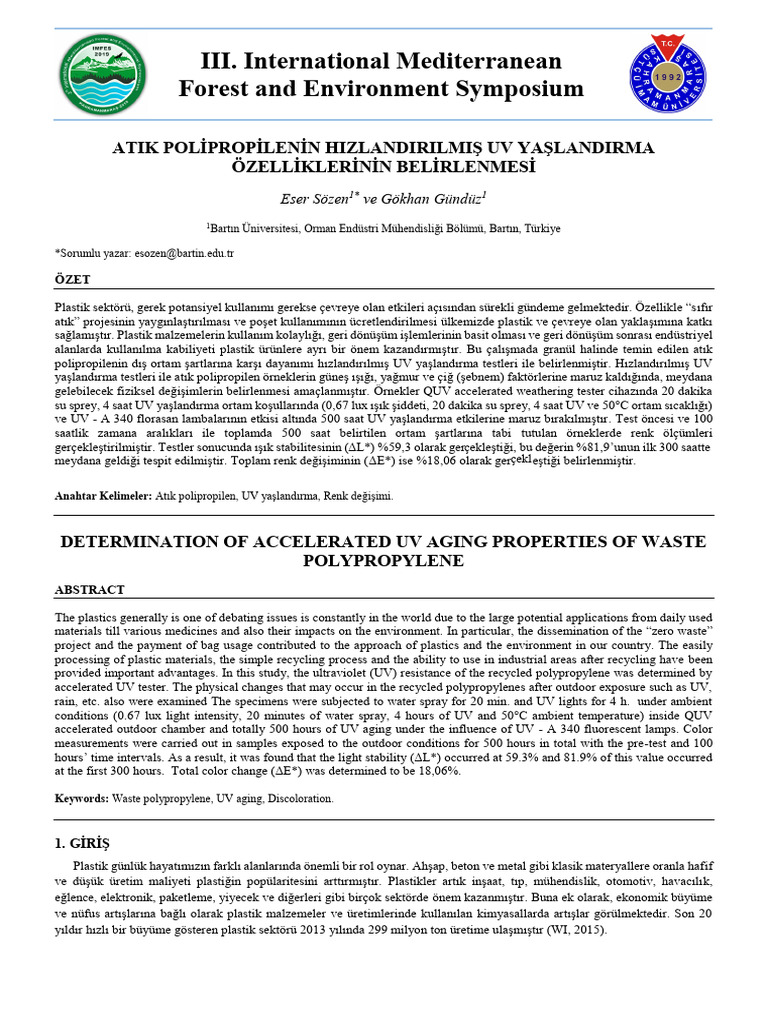 Determination of Accelerated UV Aging Properties of Waste Polypropylene ...