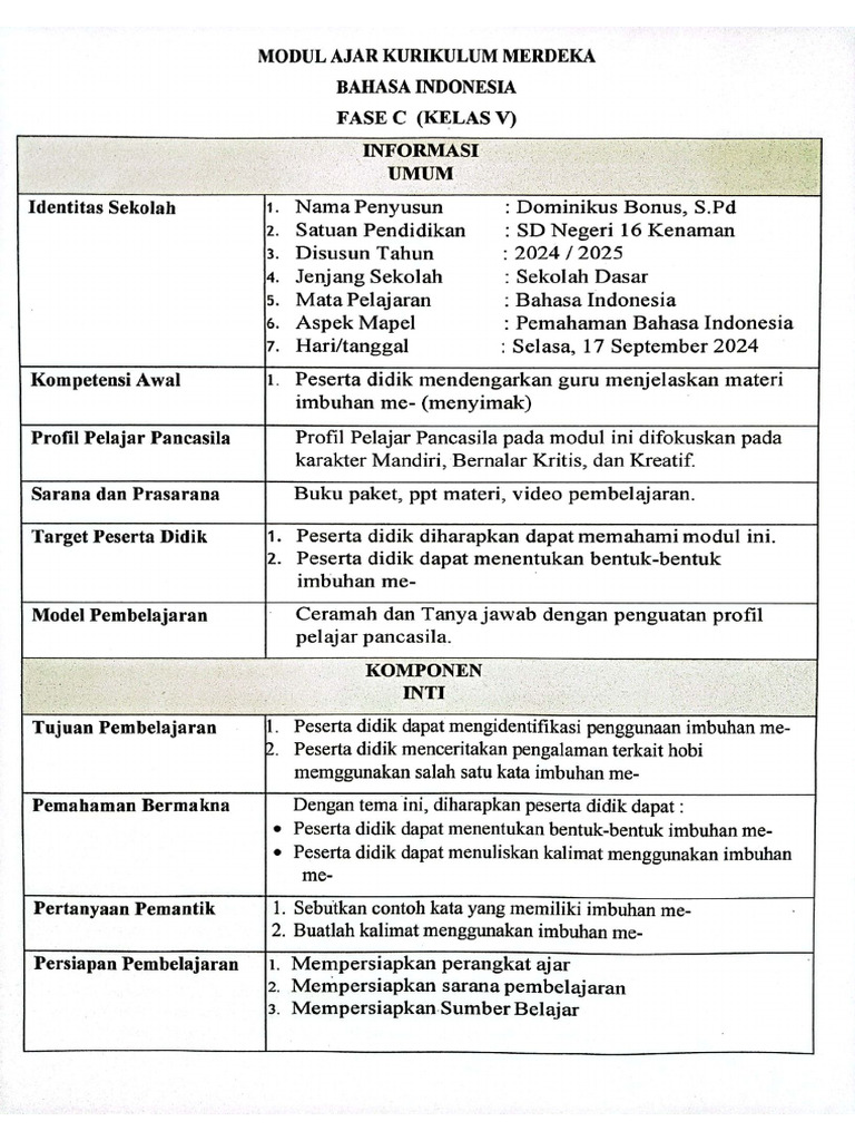 Modul Ajar Pak Domi | PDF
