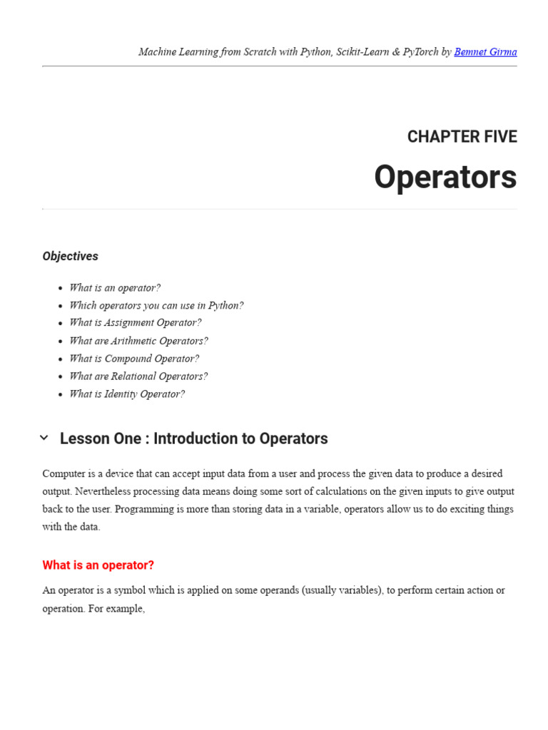 05 Chapter Five - Operators | PDF