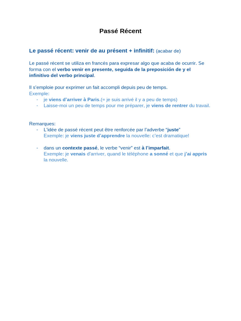 Passé Récent | PDF