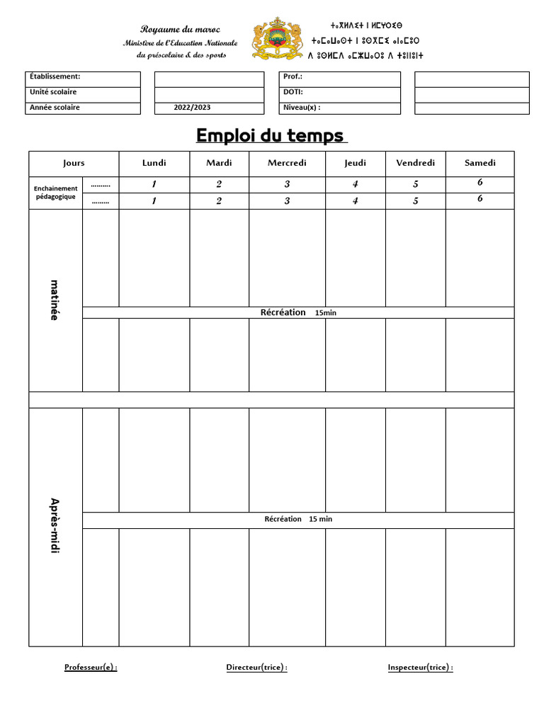 Emplois Du Temps Vide | PDF