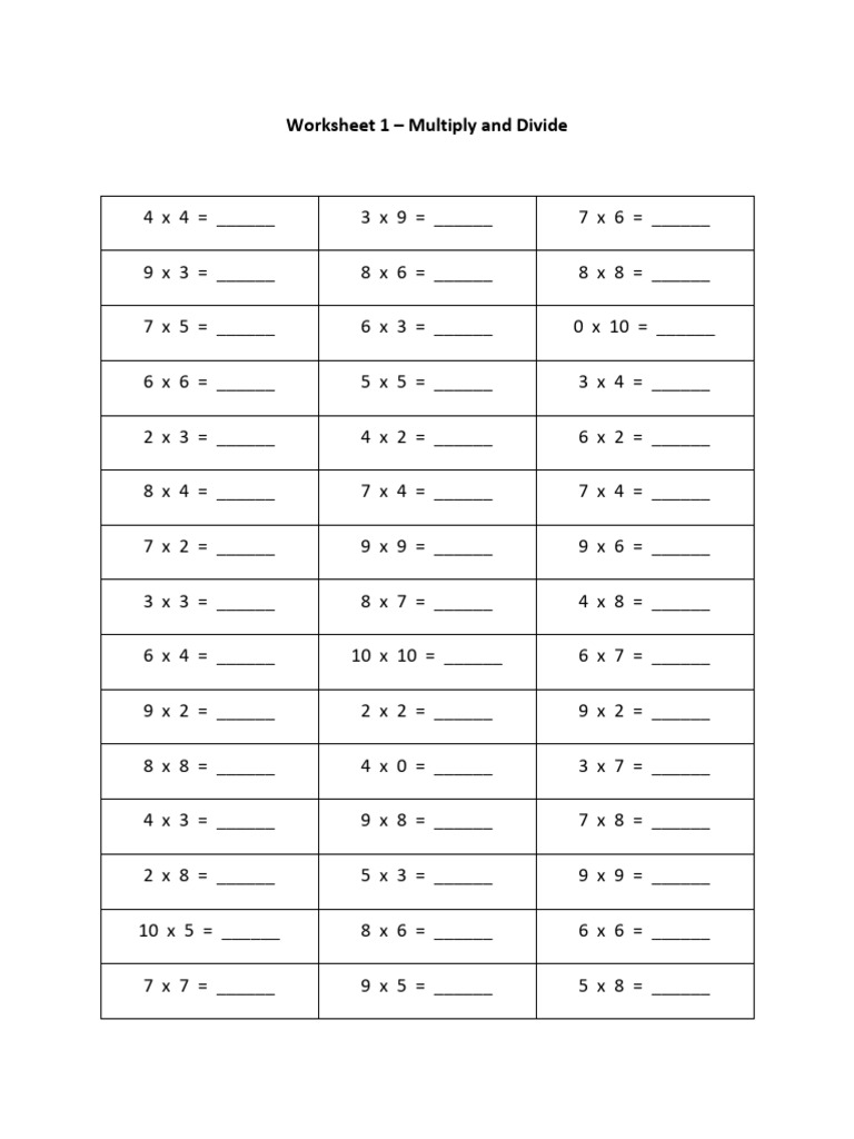 Worksheet - Multiples and Divided Part 2 | PDF