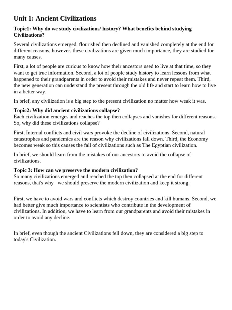 Unit 1: Ancient Civilizations | PDF