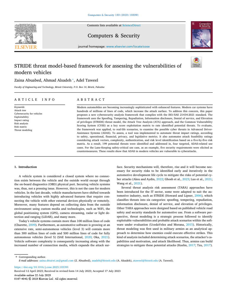 STRIDE Threat Model-Based Framework For Assessing The Vulnerabilities ... STRIDE Threat Model-Based Framework For Assessing The Vulnerabilities ...