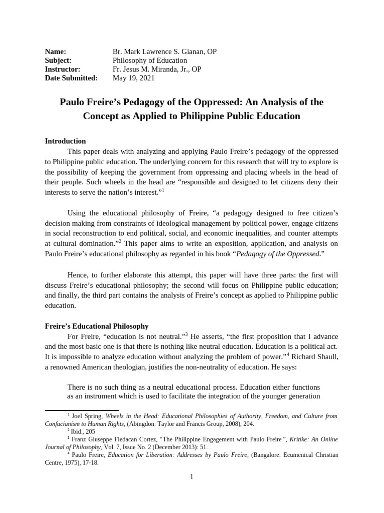 Final Paper - Philo. of Educ. | PDF