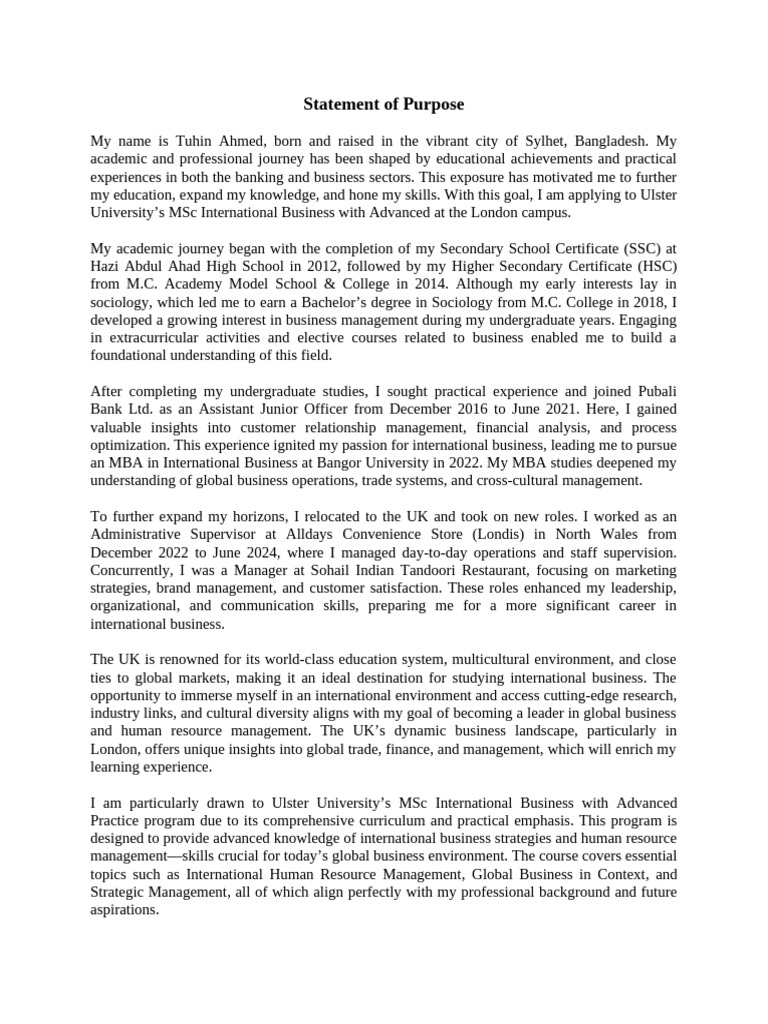 Statement of Purpose - Tuhin Ahmed Updated | PDF Statement of Purpose - Tuhin Ahmed Updated | PDF
