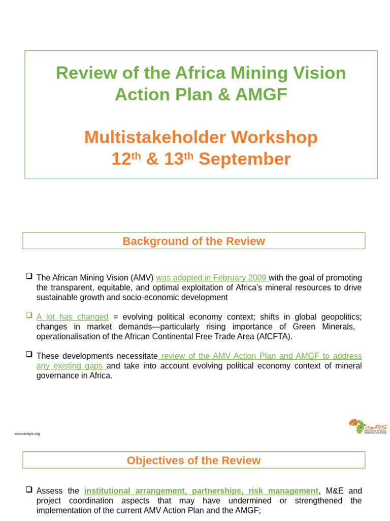 Review of The Africa Mining Vision Action Plan - 12092024 | PDF
