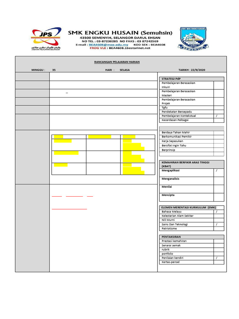 Contoh DSKP RPH | PDF
