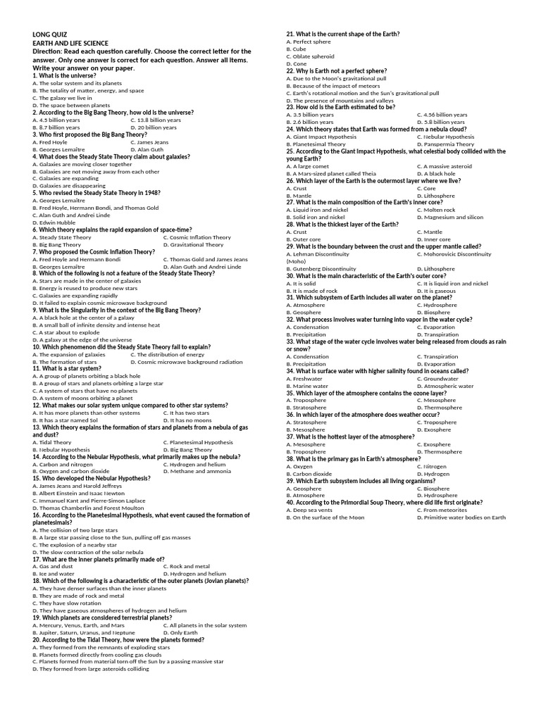 Print-Long Quiz | PDF
