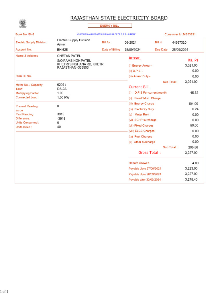 Electricity Bill | PDF