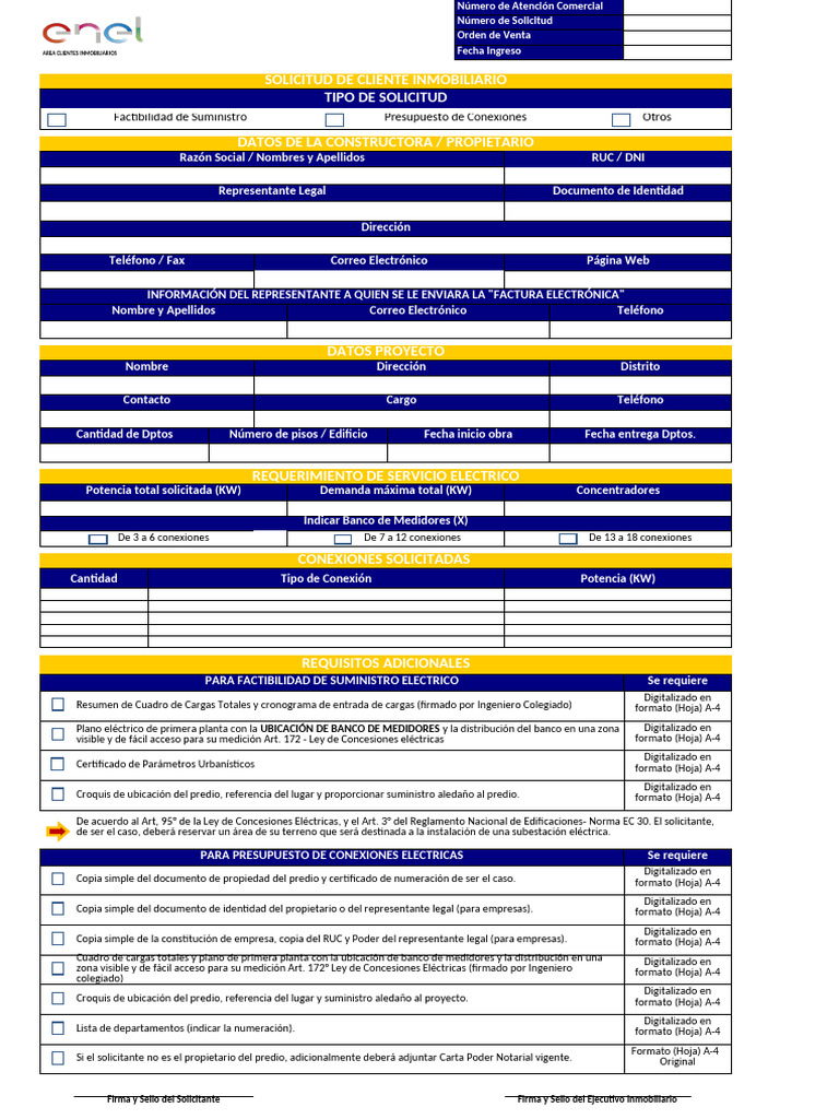 Solicitud de Inmobiliarios Enel | PDF | Documento de identidad