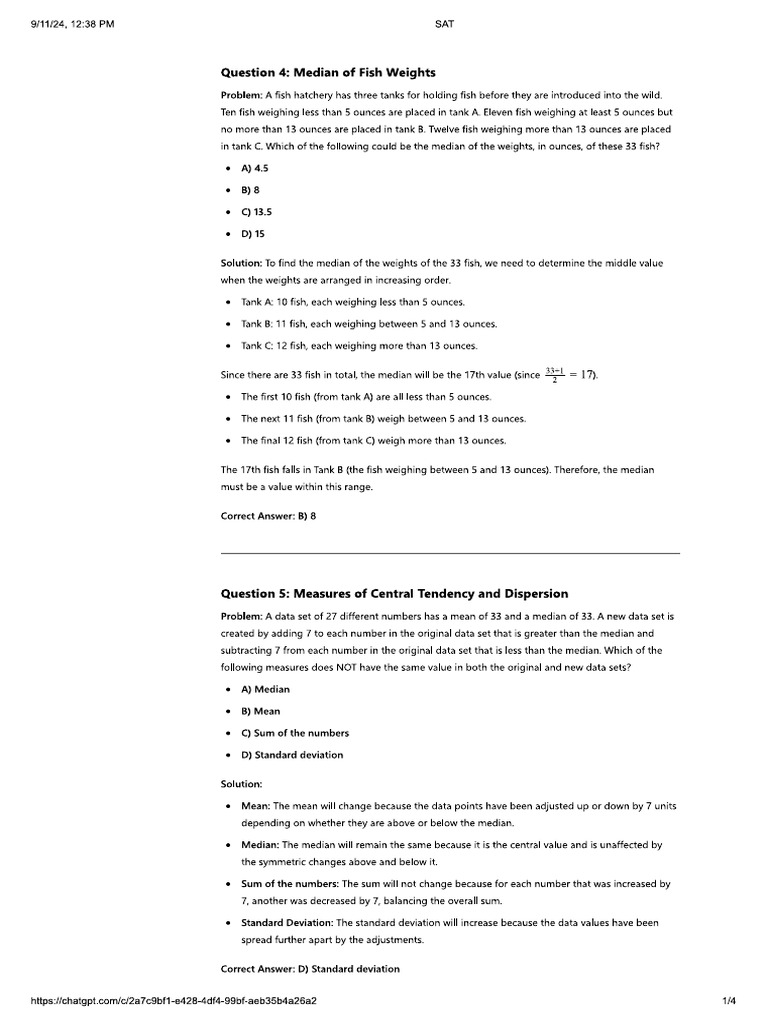SAT Maths Mean Explained | PDF