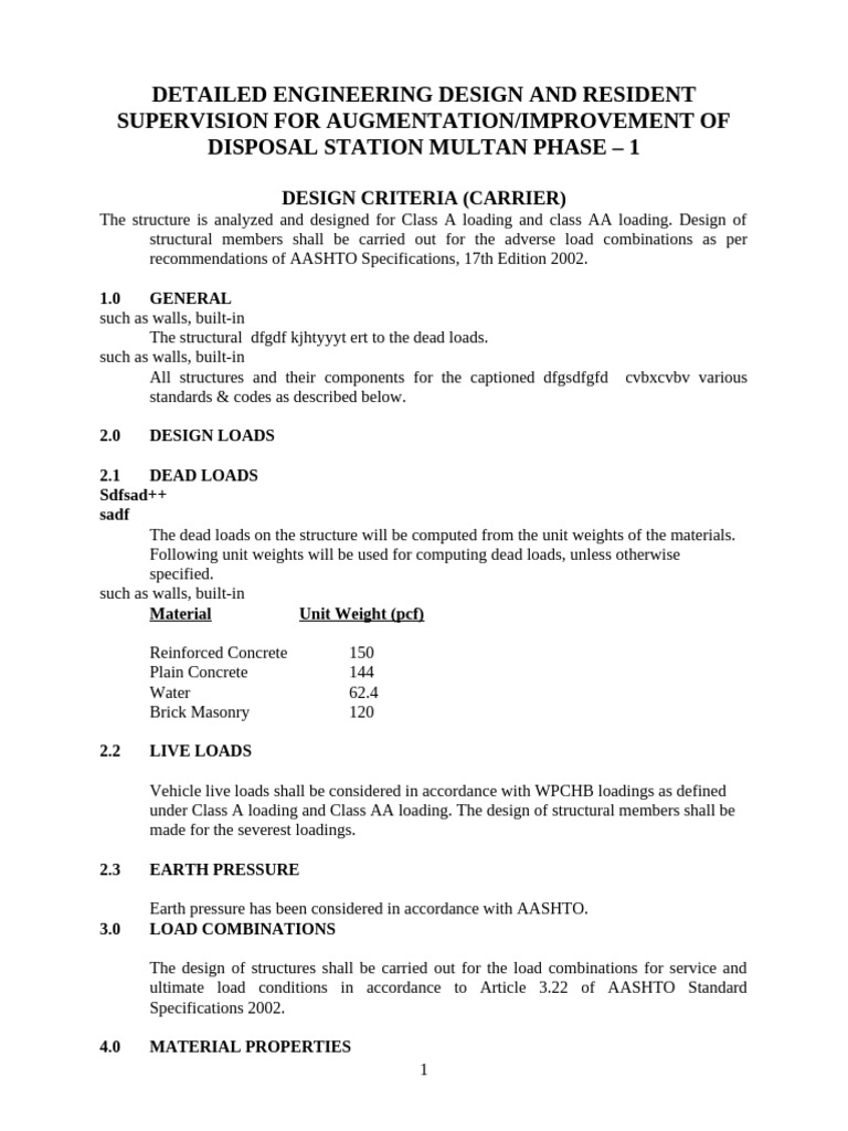 Design Criteria AAR 1 | PDF