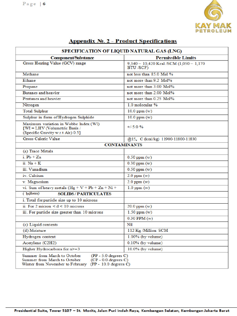 LNG Pic Specification | PDF