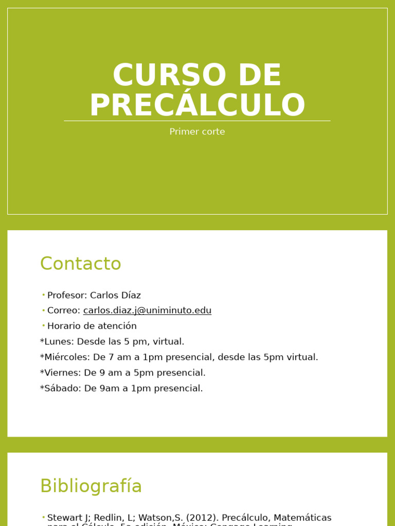 Precálculo Corte 1 | PDF