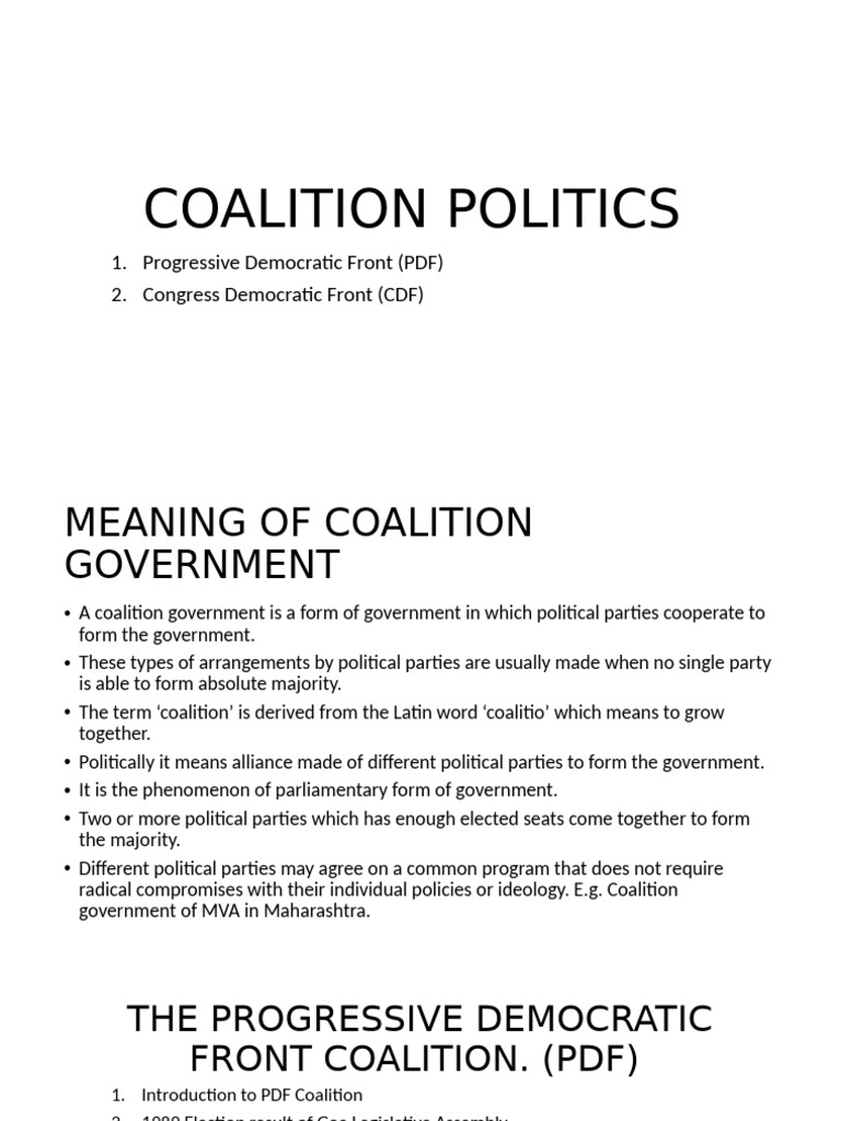 COALITION POLITICS CDF, PDF - Churchill Alemao To Ravi Naik Ministry ...