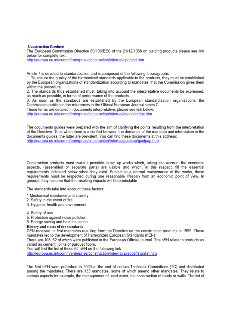 Use of Construction Products Directive EN | PDF