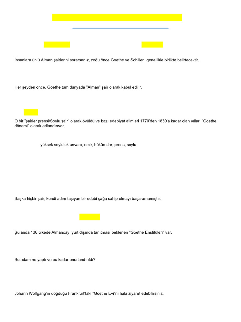 2 Johann Wolfgang Von Goethe Meşhur Kişilerin Almanca Hayatları | PDF