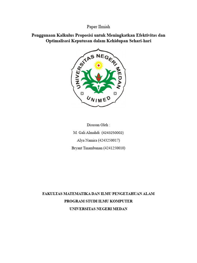 Paper - Ilmiah - Penggunaan Kalkulus Proposisi Untuk Meningkatkan Efektivitas Dan Optimalisasi ...