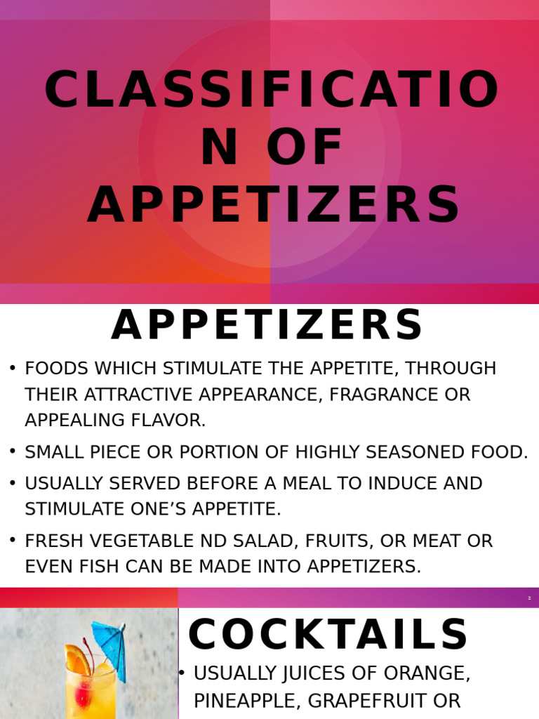 Classification of Appetizers | PDF